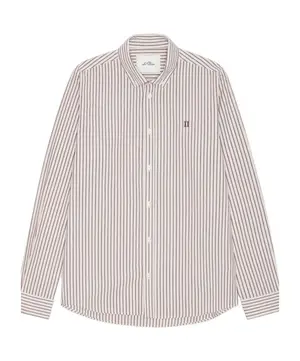 LES DEUX Striped Embroidered-logo Shirt