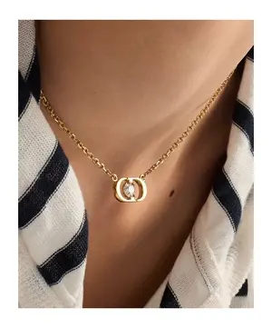 Dior Petit Cd Jolie Necklace With Crystal - Gold