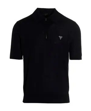 Prada Knitted Polo Shirt - Blue