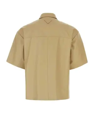 Prada Buttoned Short-sleeved Leather Shirt