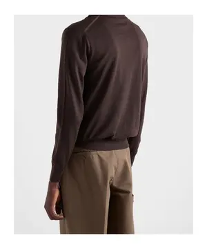 Prada Long-sleeved Superfine Wool Polo Sweater