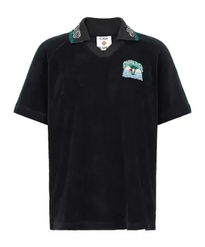 Casablanca Towelling' Jacquard Polo Shirt - Black