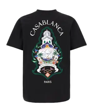 Casablanca Hotel Emblem Print T-shirt - Black