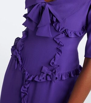 Alessandra Rich Pleated Silk Crepe Midi Dress