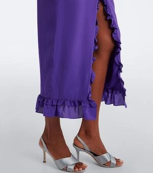 Alessandra Rich Pleated Silk Crepe Midi Dress