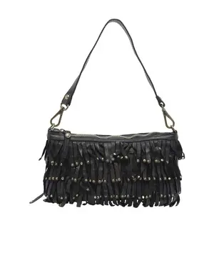 CAMPOMAGGI Natalia Studded Fringe Shoulder Bag - Black