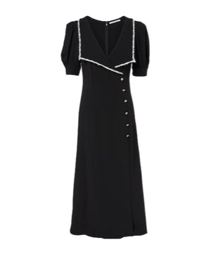Alessandra Rich Lace-trimmed Cady Midi Dress - Black