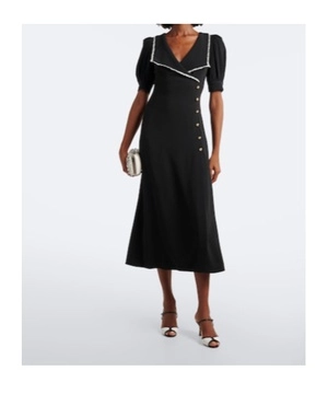 Alessandra Rich Lace-trimmed Cady Midi Dress
