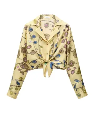 Versace Jewellery-print Tie-waist Shirt - Yellow