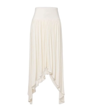 AYA MUSE Elya Asymmetric Pleated Midi Skirt - White
