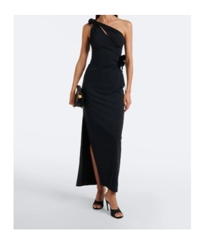 Coperni Asymmetrical Cocktail Dress With Floral Appliqués