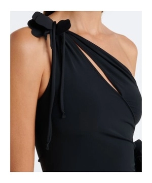 Coperni Asymmetrical Cocktail Dress With Floral Appliqués