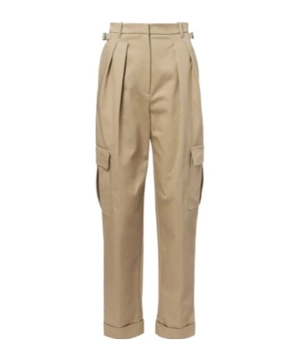 MUGLER Pleated Cotton-blend Cargo Pants - Beige
