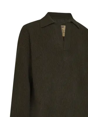 UMA WANG Collared Ribbed Long Sleeve Sweater