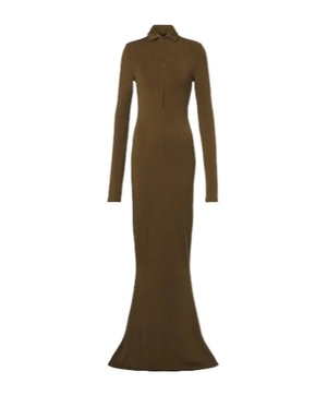 MUGLER Wool-blend Jersey Polo Maxi Dress
