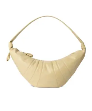 LEMAIRE Large Croissant Bag In Leather - Sesame