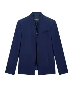 Emporio Armani Jacket With Bib In Crepe Gabardine Signature Capsule - Blue