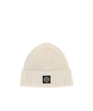 Stone Island Turn-up Knit Hat - White