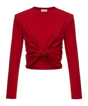 Magda Butrym Knotted Long Sleeve Jersey Blouse