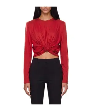 Magda Butrym Knotted Cut-out Long-sleeve Top - Red