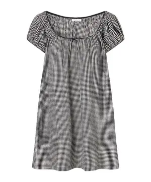 DÔEN Julia Gingham Organic Cotton-poplin Mini Dress - Gray