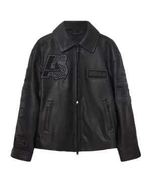ALLSAINTS Leather Long Sleeve Zip Up Jacket