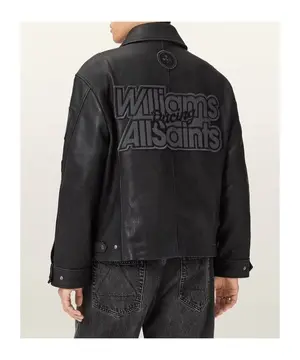 ALLSAINTS Leather Long Sleeve Zip Up Jacket