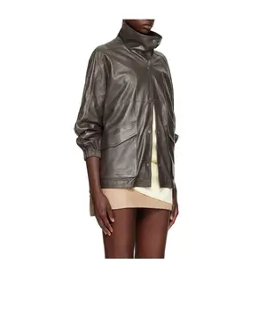 Nour Hammour Stand-collar Leather Jacket