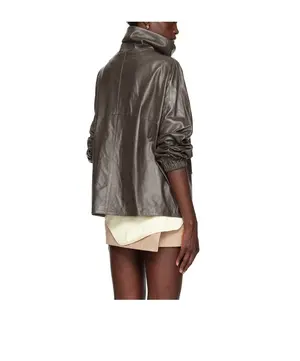 Nour Hammour Stand-collar Leather Jacket