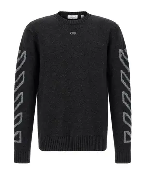 Off-White Diag Arrow Fuzzy Sweater - Grey
