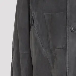 Giorgio Armani Stand Collar Leather Jacket - Grey