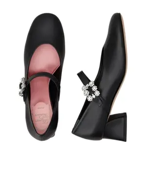 ROGER VIVIER Efflorescence Leather Mary Jane Pumps