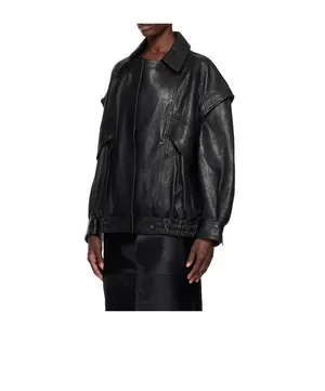 Nour Hammour Collared Leather Jacket