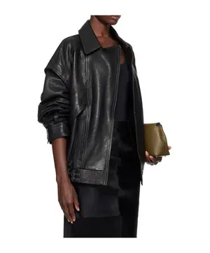 Nour Hammour Collared Leather Jacket