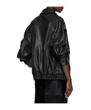 Nour Hammour Collared Leather Jacket