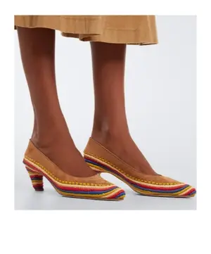 Gabriela Hearst Peggy Suede And Raffia Pumps - Multi-color