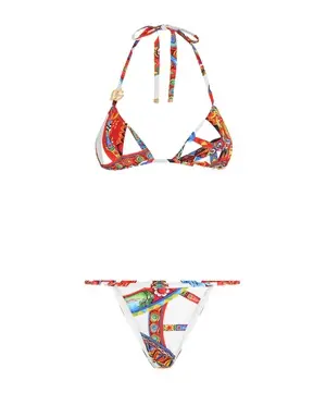 Dolce & Gabbana Carretto-print Triangle Bikini - Multi-color