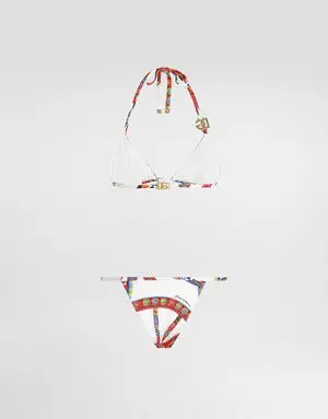 Dolce & Gabbana Carretto-print Triangle Bikini