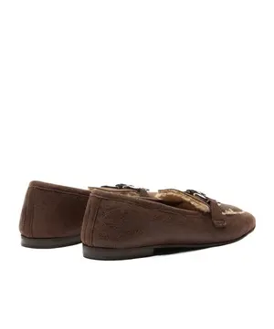 Casadei Bufaland Chain Faux Fur Flat Loafers