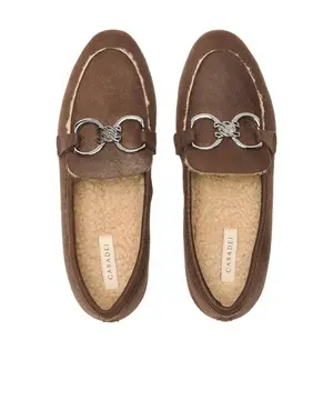 Casadei Bufaland Chain Faux Fur Flat Loafers