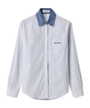 Miu Miu Striped Poplin Shirt - Blue/white