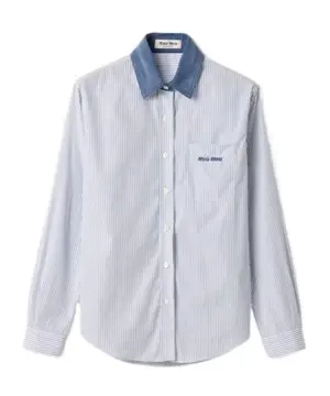 Miu Miu Striped Poplin Shirt - Blue/white