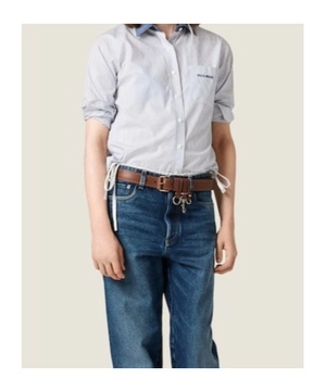 Miu Miu Striped Poplin Shirt - Blue/white