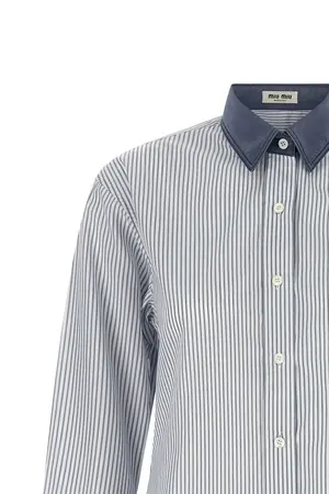 Miu Miu Striped Poplin Shirt - Blue/white