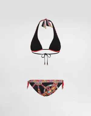 Dolce & Gabbana Dolce Gabbana Carretto-printed Triangle Bikini Set