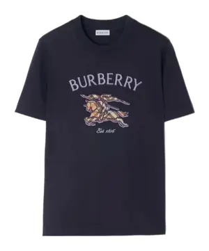 Burberry Burberry Logo Embroidered Cotton Crewneck T-shirt Iris Purple