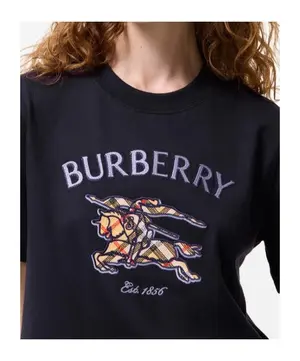 Burberry Logo Embroidered Cotton Crewneck T-shirt