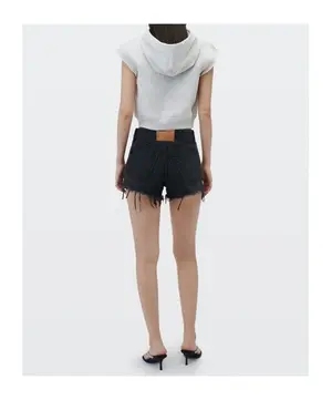 Alexander Wang Crystal Logo Fly Relaxed Denim Shorts