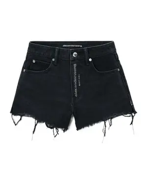 Alexander Wang Embellished Logo Fly Relaxed Shorts