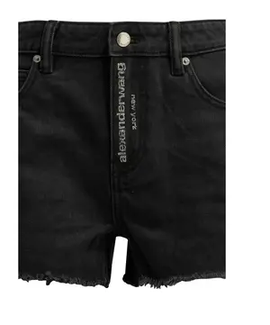 Alexander Wang Embellished Logo Fly Relaxed Shorts